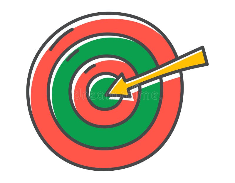 Vector Isolated Doodle Symbol of Round Target with Arrow. Stock Vector ...