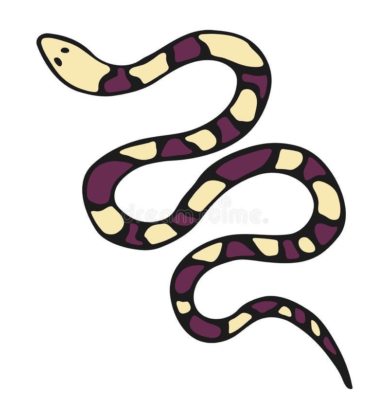 Vector Isolated Element, Snake. Snake with a Pattern. Hand Drawn ...