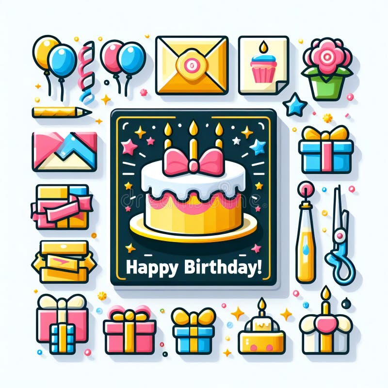 Vector Isolated " Happy Birthday " Icon Stock Illustration ...