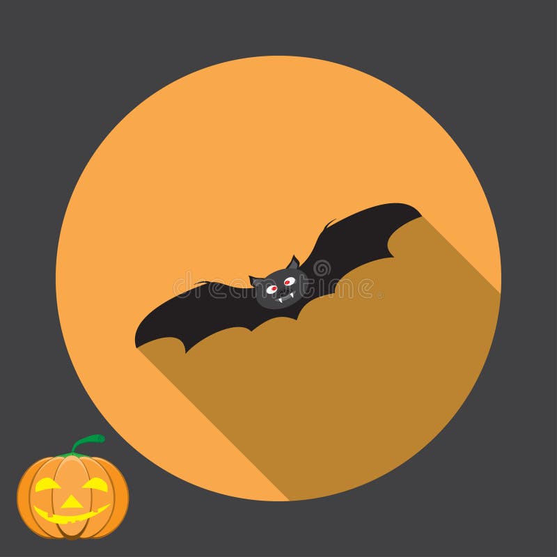 Vector Isolated Icon of Black Bat with Shadow for Halloween Stock ...
