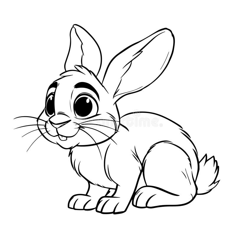 Vector Isolated Illustration of a Cartoon Rabbit Coloring Page Stock ...