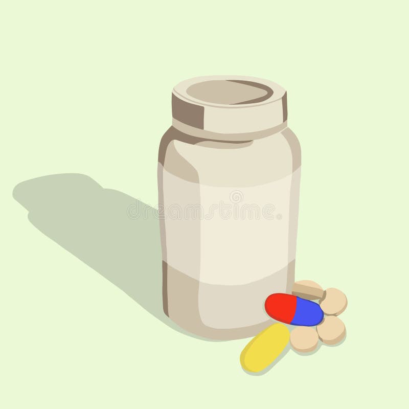 Container with pills. stock vector. Illustration of capsule - 259454776