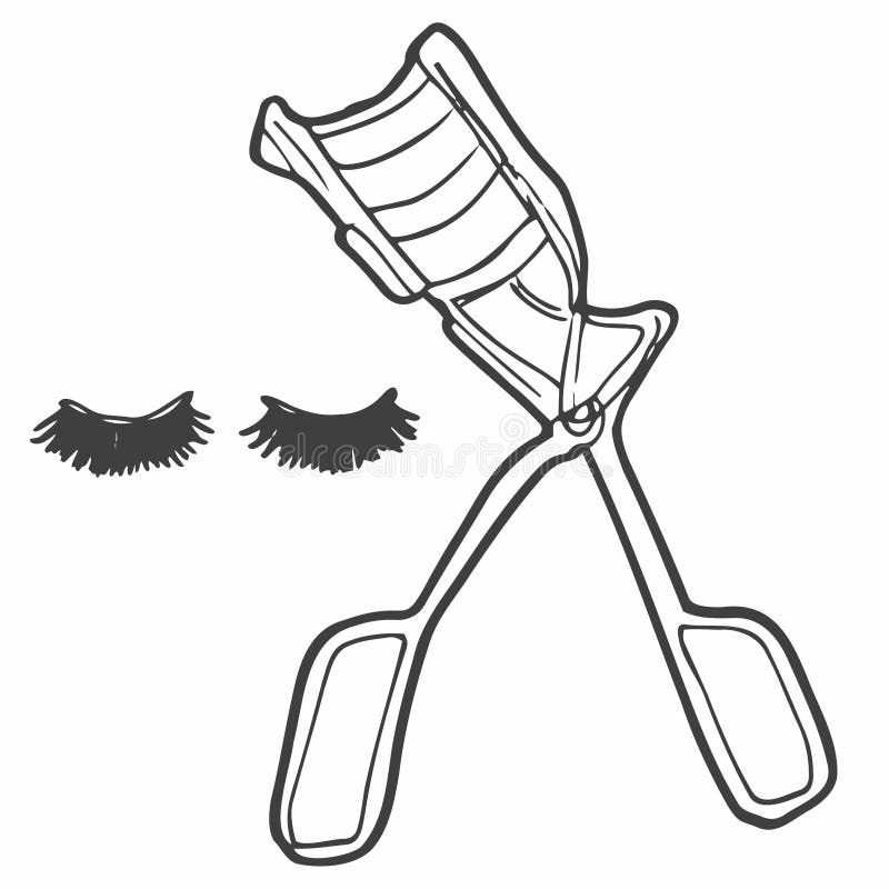 Vector Isolated Illustration of Eyelash Curler and False Lashes Stock ...