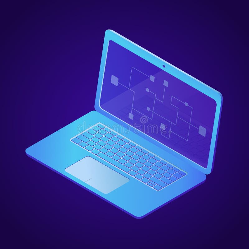 Vector Isolated Illustration of Isometric Laptop. Diagram or Graph on a ...