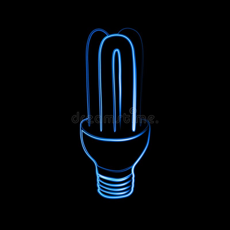 Light Bulb with Neon Effect. Stock Vector - Illustration of circle ...