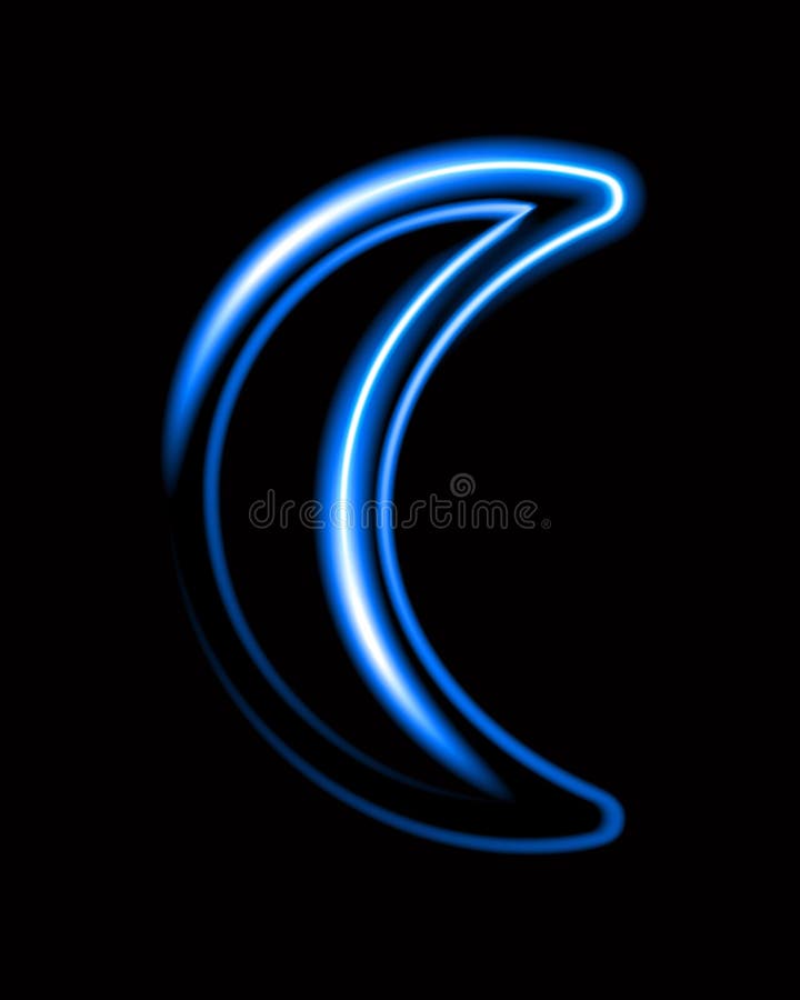 Vector Isolated Illustration of Moon with Neon Effect Stock Vector ...