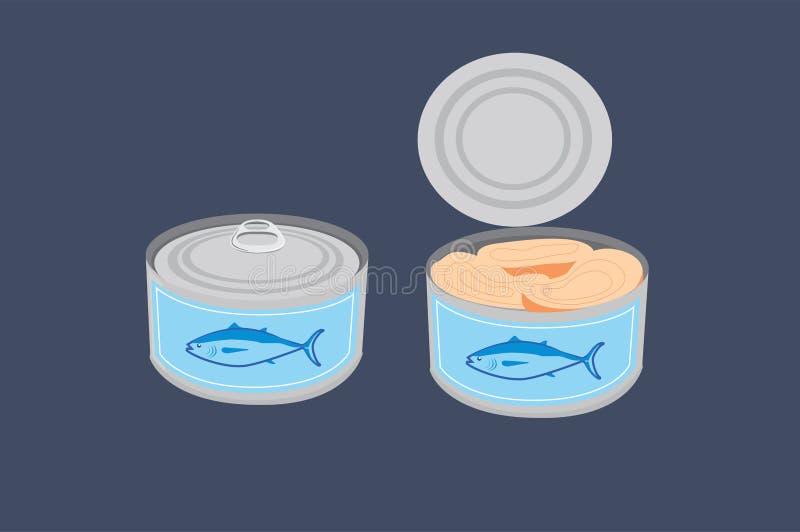 Vector Isolated Illustration of an Open Tuna Can and a Closed One Stock ...