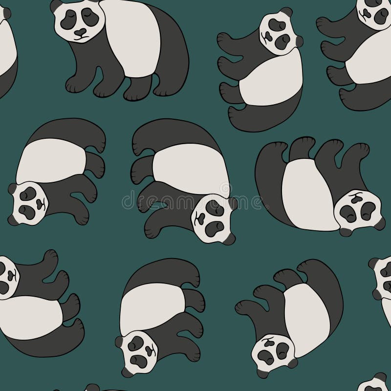 Vector Isolated Illustration of Pattern with Pandas. Stock Vector ...
