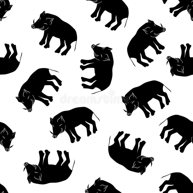 Vector Isolated Illustration of Pattern with Wild Boars. Stock Vector ...