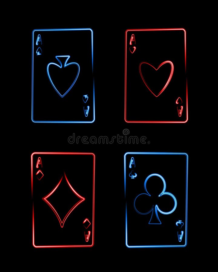 Vector Isolated Illustration of Playing Cards with Neon Effect Stock ...