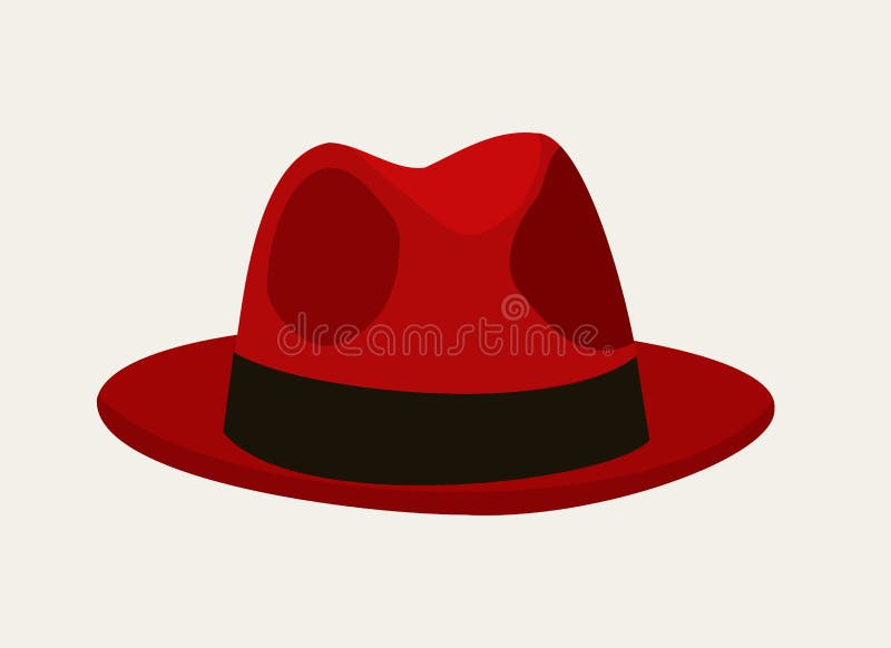 Vector Isolated Illustration of Red Fedora Hat. Elegant Accessory ...