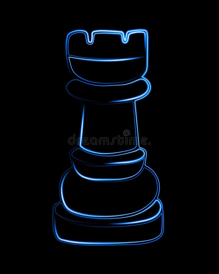 Vector Isolated Illustration of Rook Chess Piece with Neon Effect Stock ...