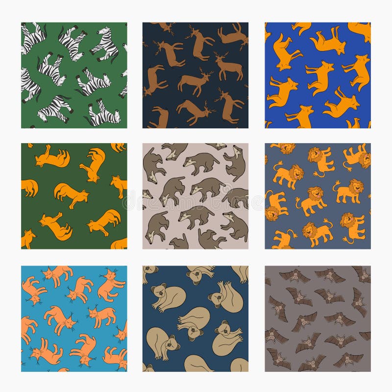 Vector Isolated Illustration of a Set of Patterns with Animals Stock ...