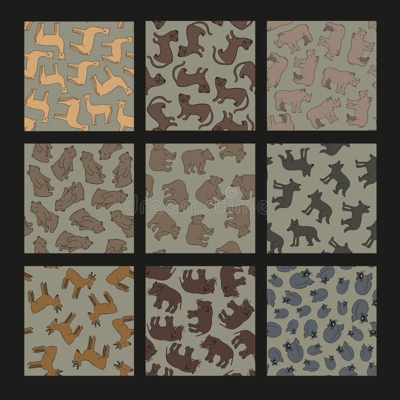 Vector Isolated Illustration of a Set of Patterns with Animals Stock ...