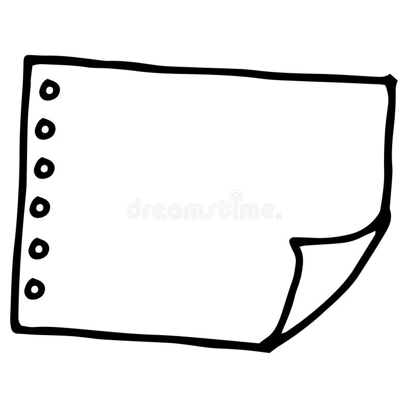A Sheet with a Curved Corner for Writing. a Doodle-style Sheet of Paper ...
