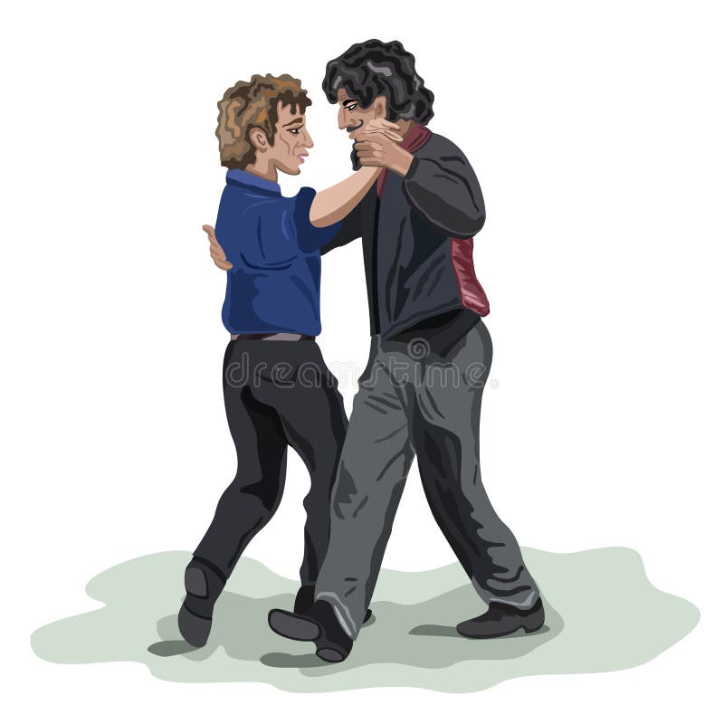 Vector Isolated Illustration of Two Men Dancing Tango Stock Vector ...