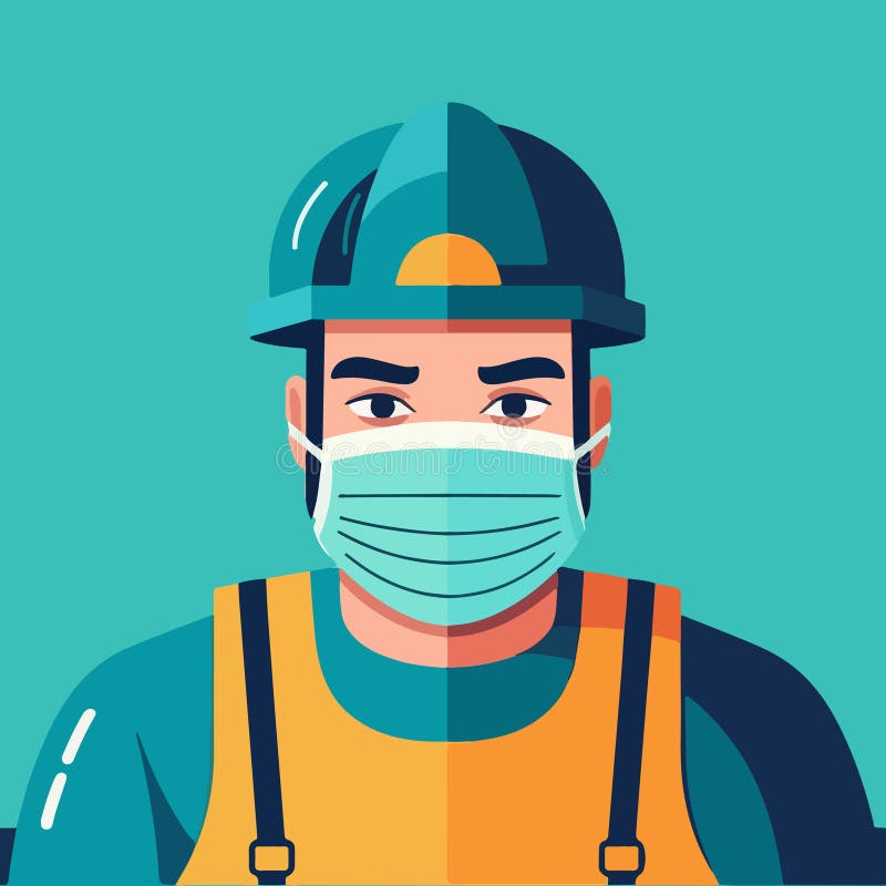 Vector Isolated Illustration of a Worker in a Hard Hat and Protective ...