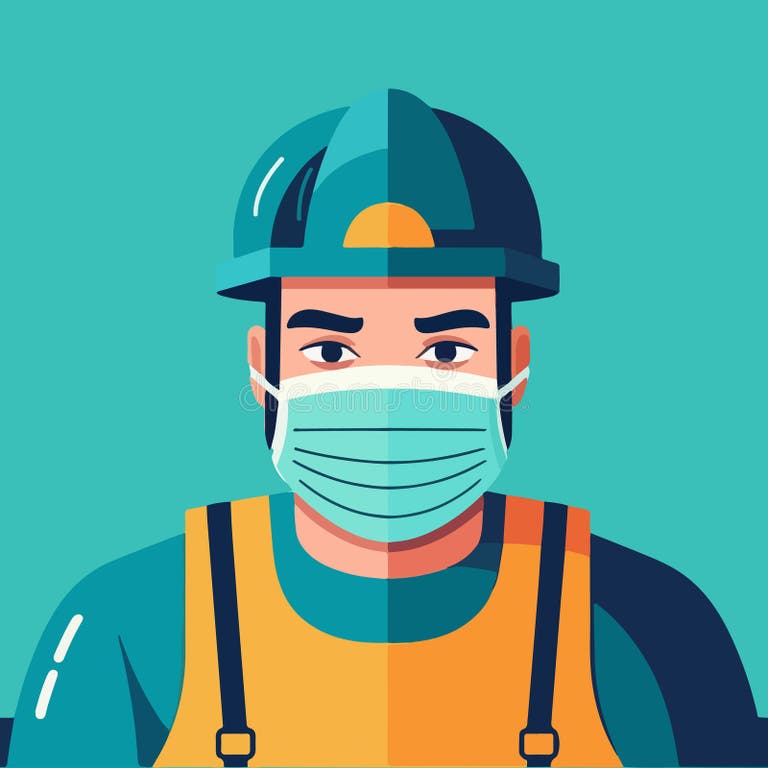 Vector Isolated Illustration of a Worker in a Hard Hat and Protective ...