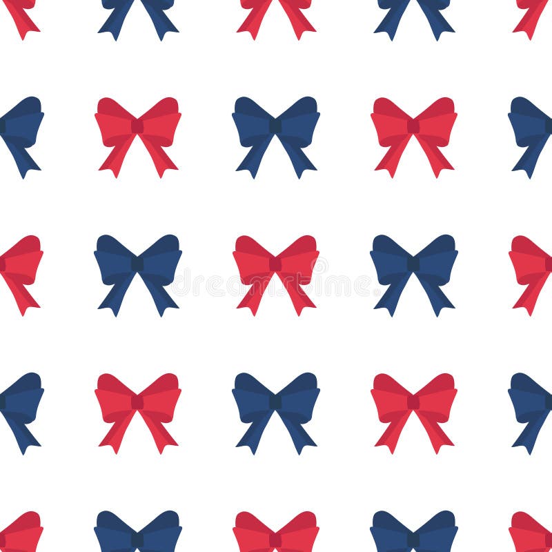 Red and Blue Bow Pattern on a White Background for Use in Textile Stock ...