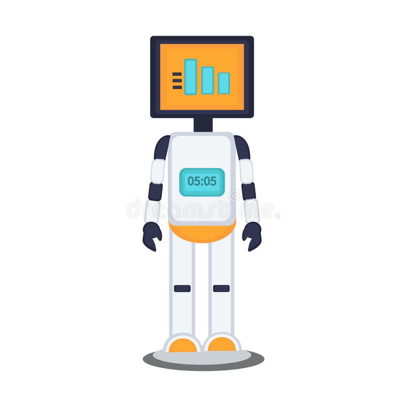 Smart Robot with a Screen in the Form of a Graph Stock Vector ...
