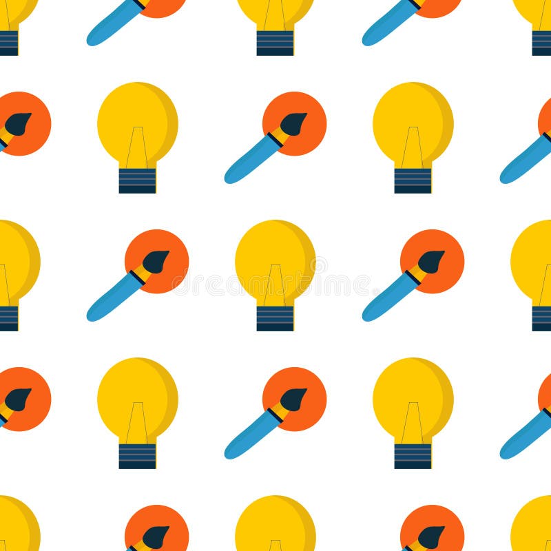 A Pattern of a Light Bulb and an Artistic Brush Stock Vector ...