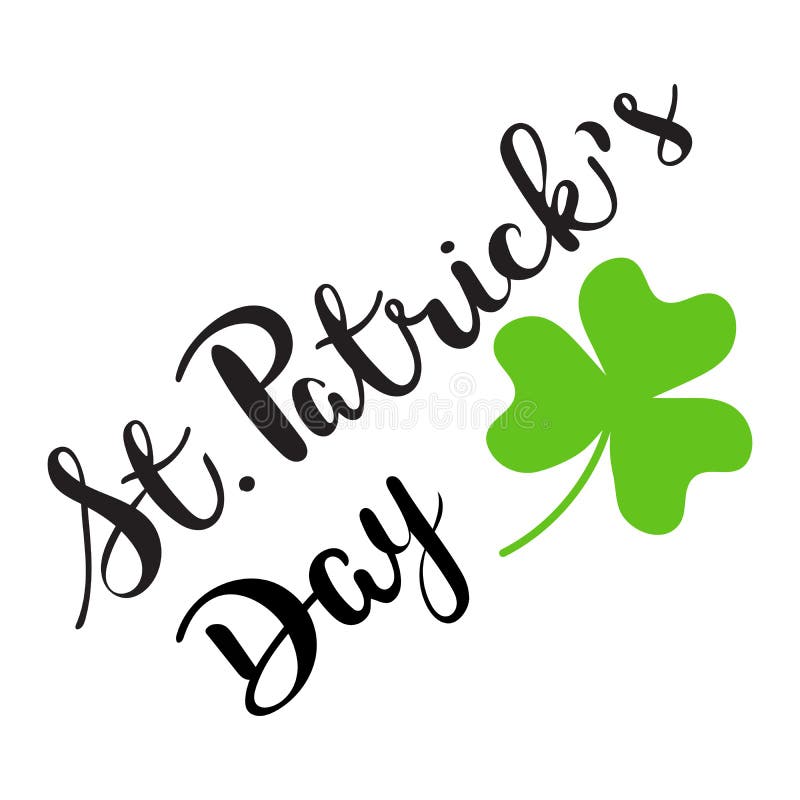 Inscription Happy St Patrick Day With Trefoil Stock Vector