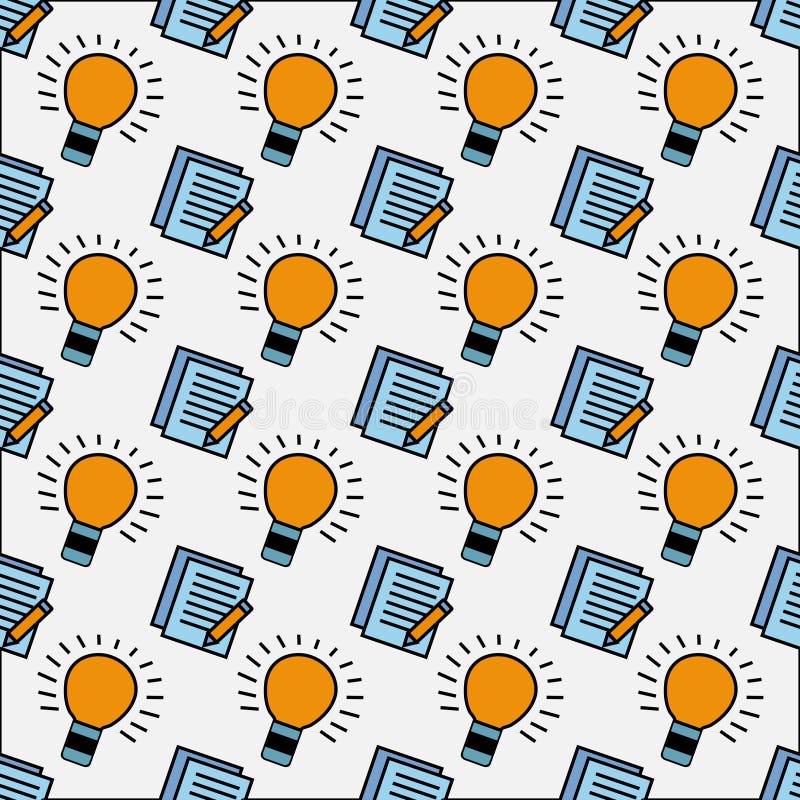 A Pattern of a Light Bulb and a Sheet with a Pencil for Business Design ...