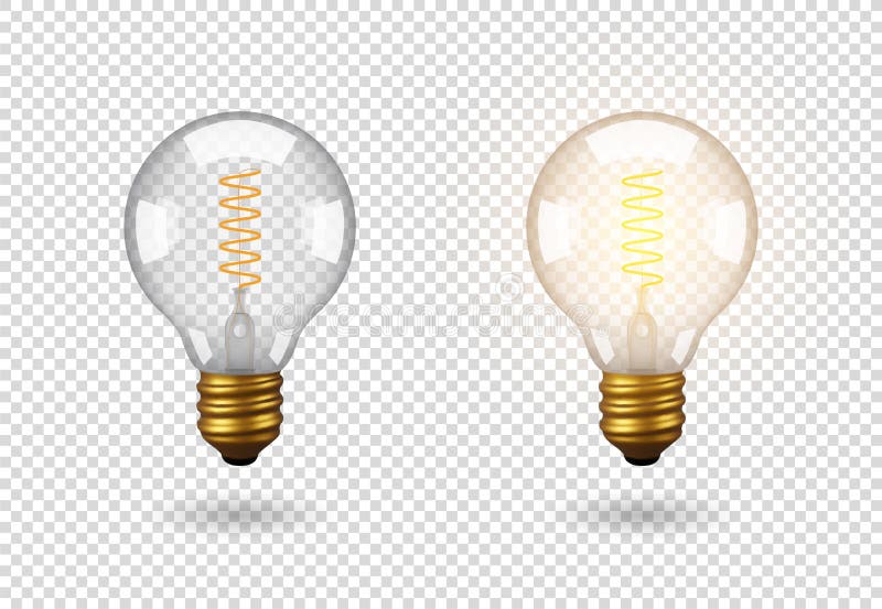 Vector Isolated Light Bulb. Stock Vector - Illustration of glass ...