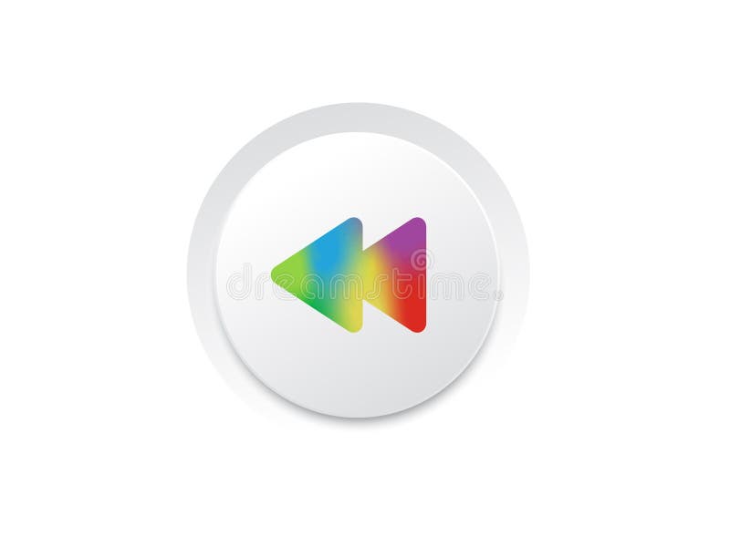 Music Player Rewind Arrow Rainbow Gradient Icon Button Stock Vector ...