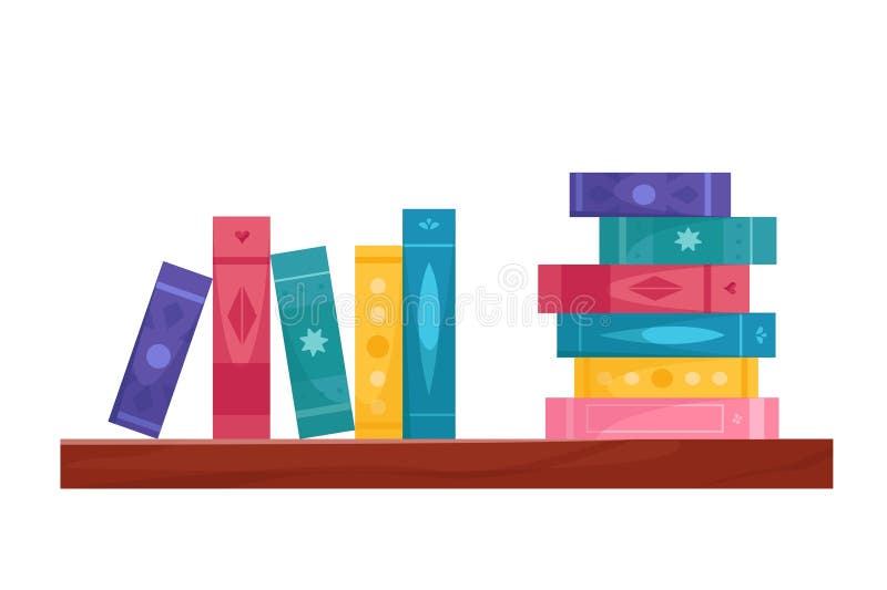 Vector Large Bookshelf Cartoon Style. Stock Vector - Illustration of ...