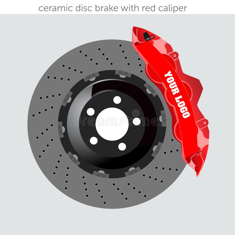 Vector Isolated Object with No Background. Ceramic Disc Brakes with Red ...