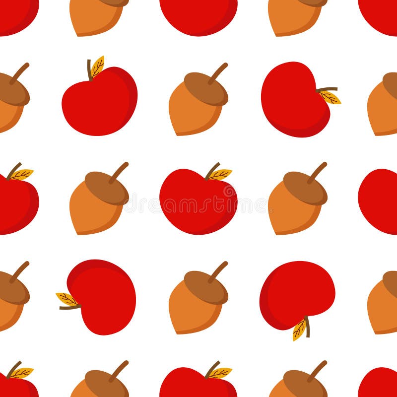 Apple and Acorn Pattern on a White Background for Use in Packaging or ...