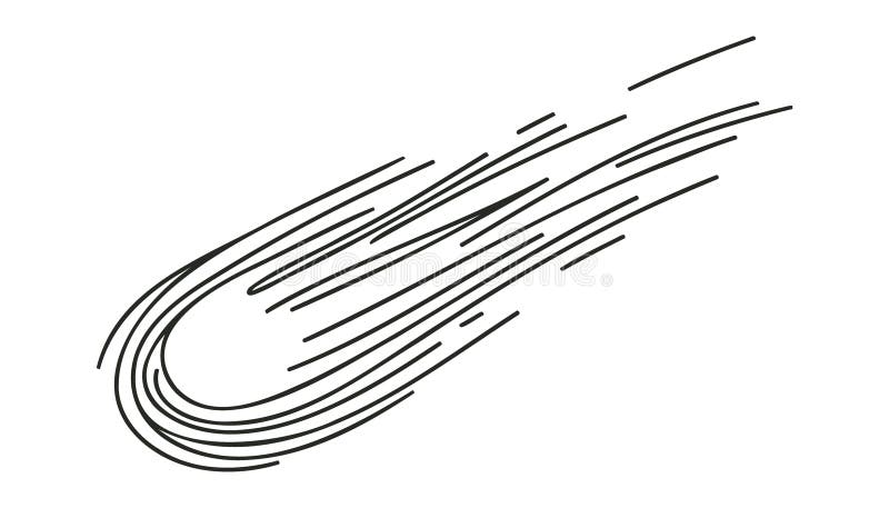 Vector Isolated One Falling Star with Long Trail Colorless Black and ...