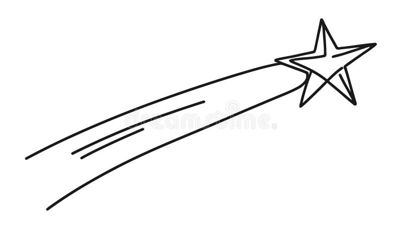 Vector Isolated One Falling Star with Long Trail Colorless Black and ...