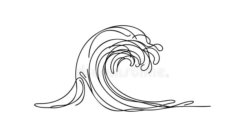 Vector Isolated One Line Simple Waves Line Drawing. Single Line Waves ...
