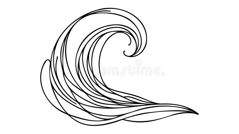 Vector Isolated One Line Simple Waves Line Drawing. Single Line Waves ...