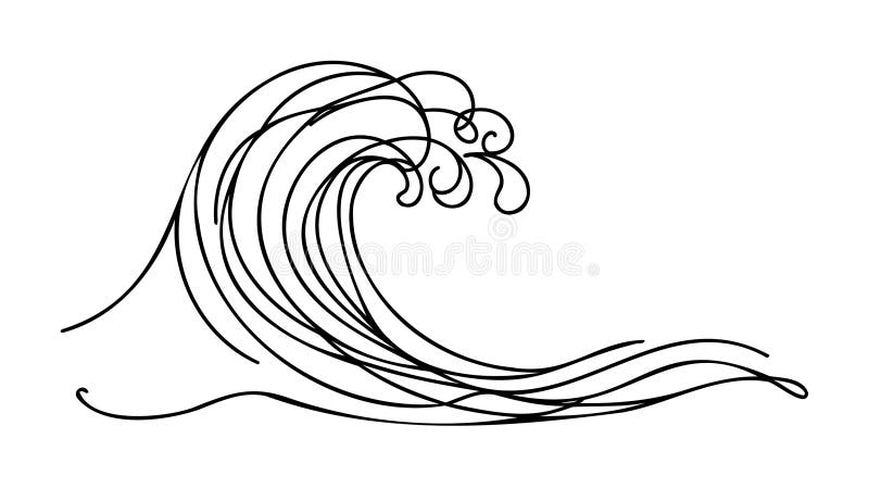 Vector Isolated One Line Simple Waves Line Drawing. Single Line Waves ...
