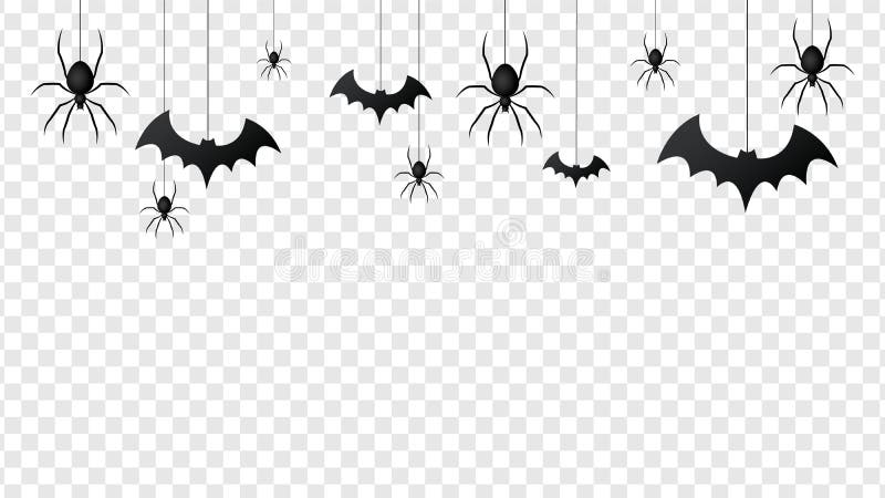 Vector Isolated Pattern with Hanging Spiders and Bats Spider on the ...