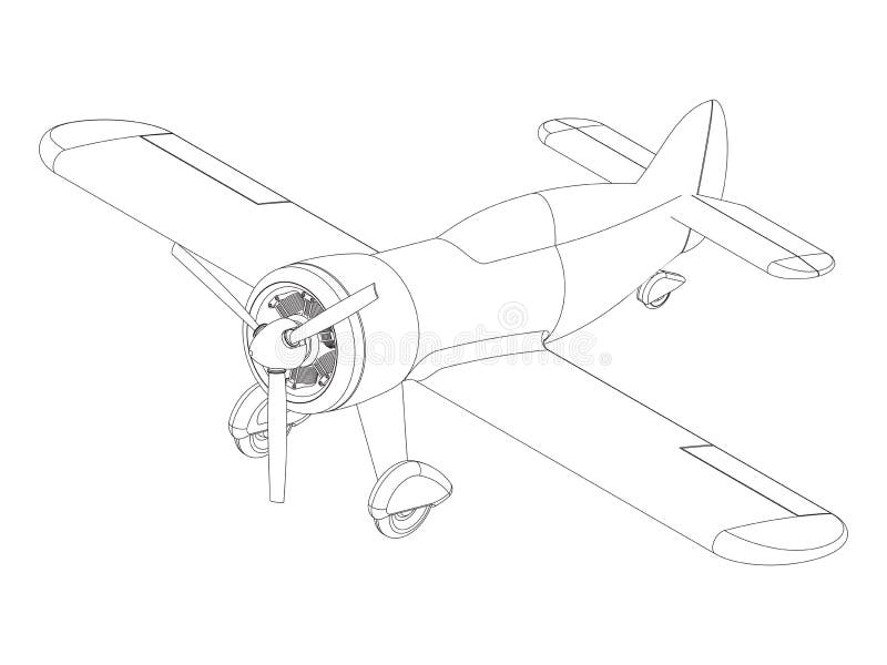 Vector Isolated Propeller Plane Drawing Stock Vector - Illustration of ...