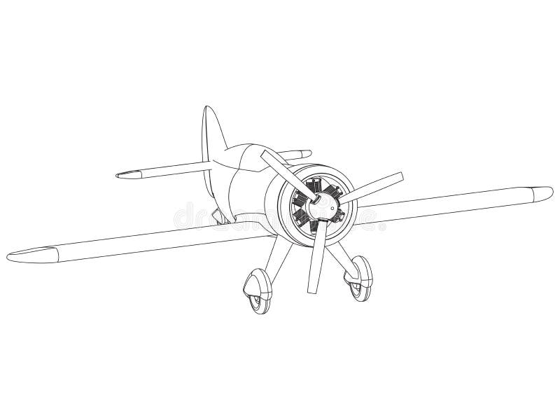 Vector Isolated Propeller Plane Drawing Stock Vector - Illustration of ...