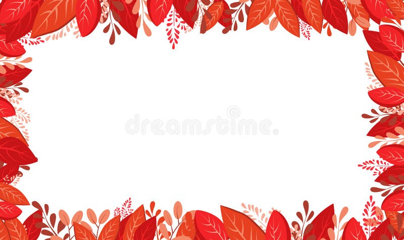 Vector Isolated Rectangular Frame of Red Dry Autumn Leaves. Border for ...