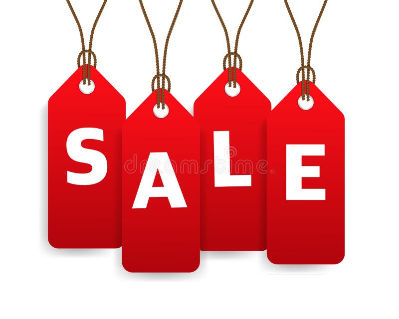 Vector Isolated Red Hanging Sales Tags with Optional Transparent Ground ...