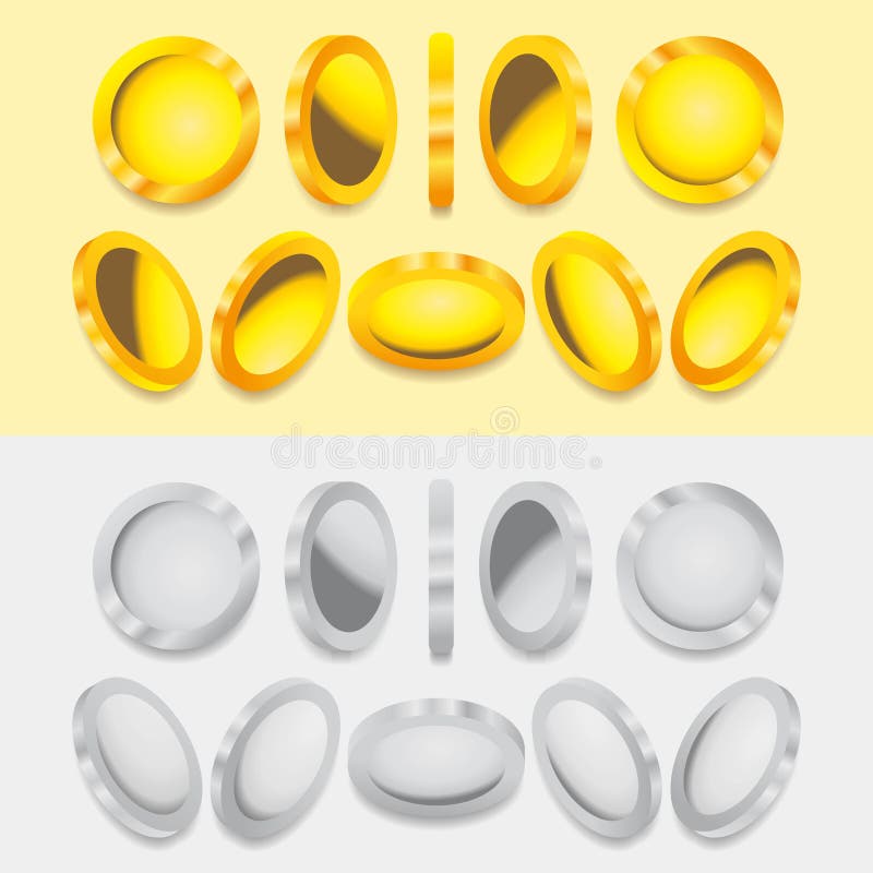 Vector Isolated Set of Spinning Gold and Silver Coin Stock Vector ...