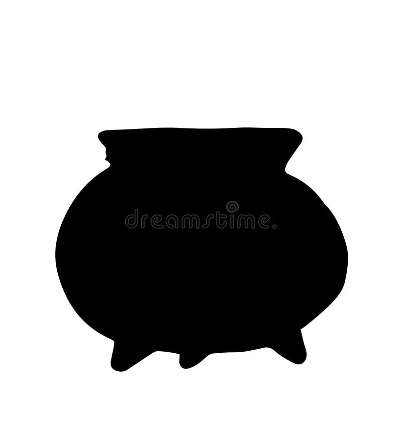 Vector Isolated Silhouette of a Round-shaped Witch`s Cauldron on Three ...
