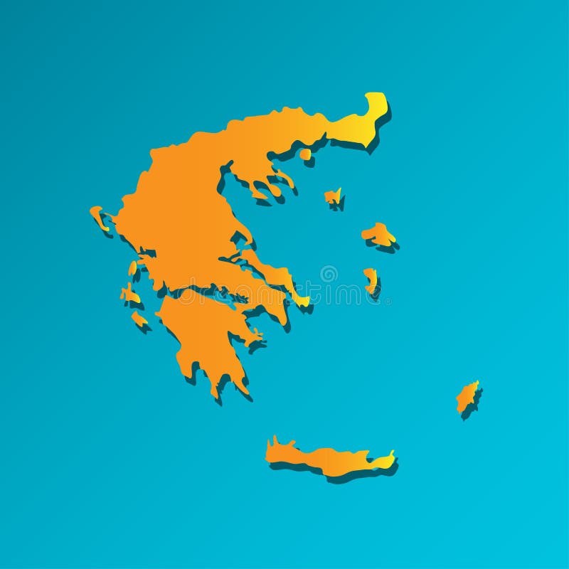 Simplified Map of Greece Outline, with Slightly Bent Flag Under Stock ...