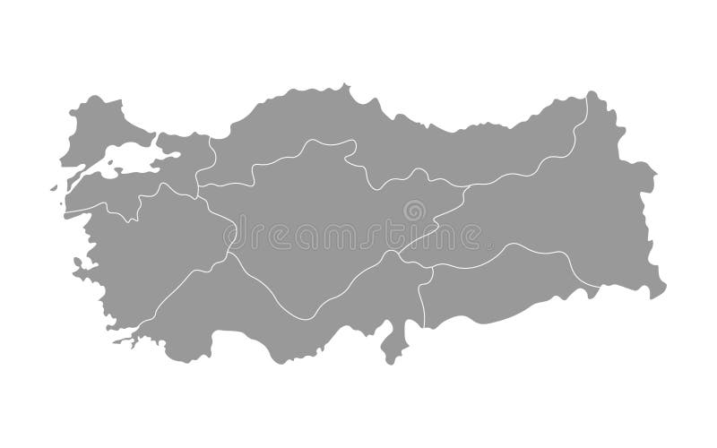 Vector Isolated Simplified Map of Turkey Regions. Borders of ...