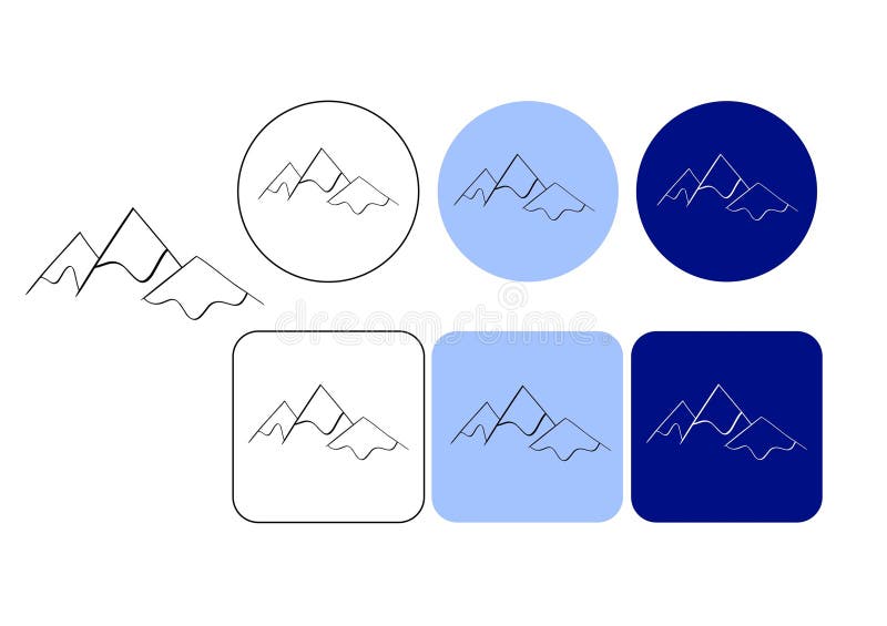 Vector Isolated Three Mountain Peaks Contour Black Line Drawing. Vector ...