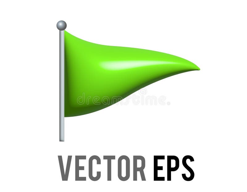 Vector Isolated Vector Triangular Gradient Green Flag Icon with Silver ...