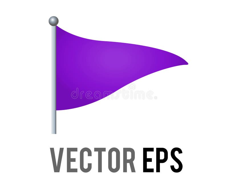 Vector Isolated Vector Triangular Gradient Purple Flag Icon with Silver ...