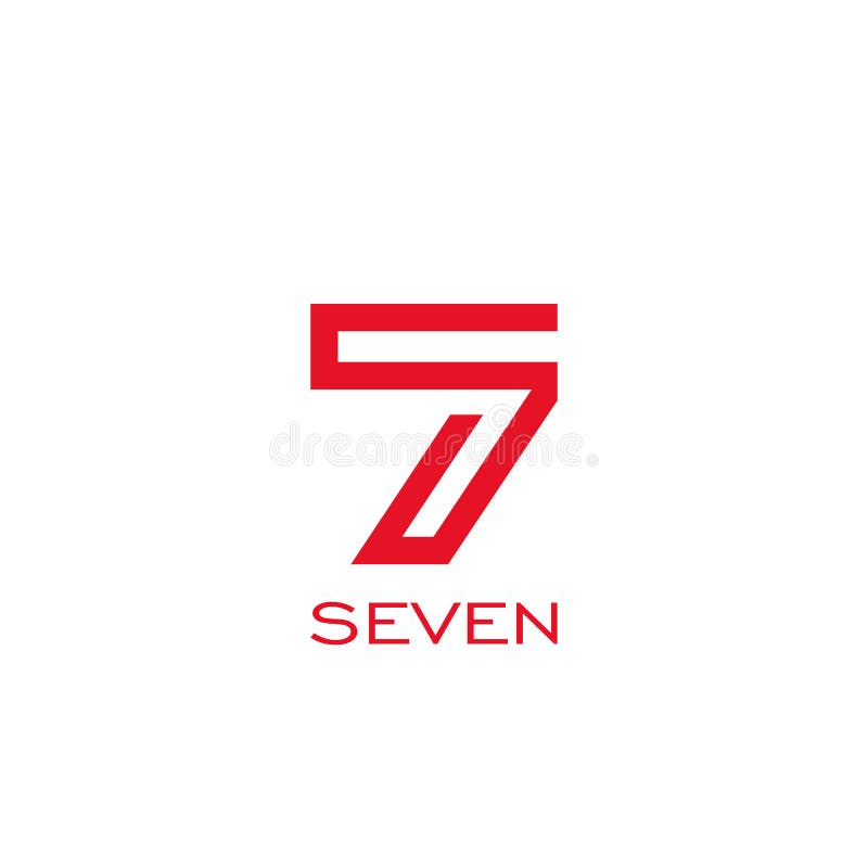 Seven Logo Design, Line Concept with Red Color. Stock Vector ...
